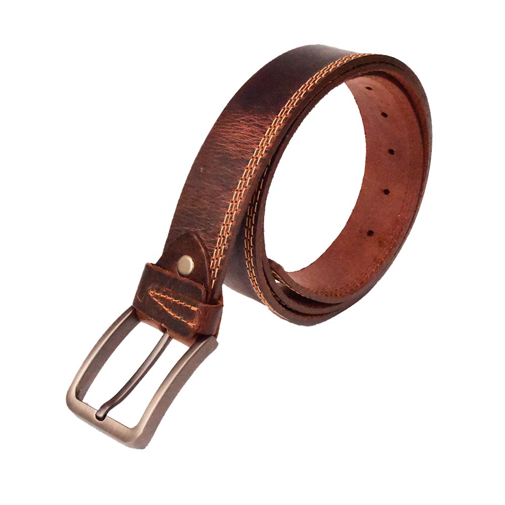 Triple Stitch Leather Belt – Brown - Urfa Leather Industries